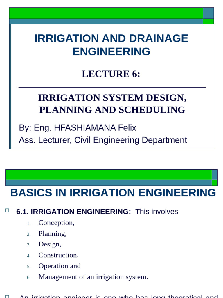 Lecture-6-IDE-Irrigation System, Planning and Scheduling | PDF ...