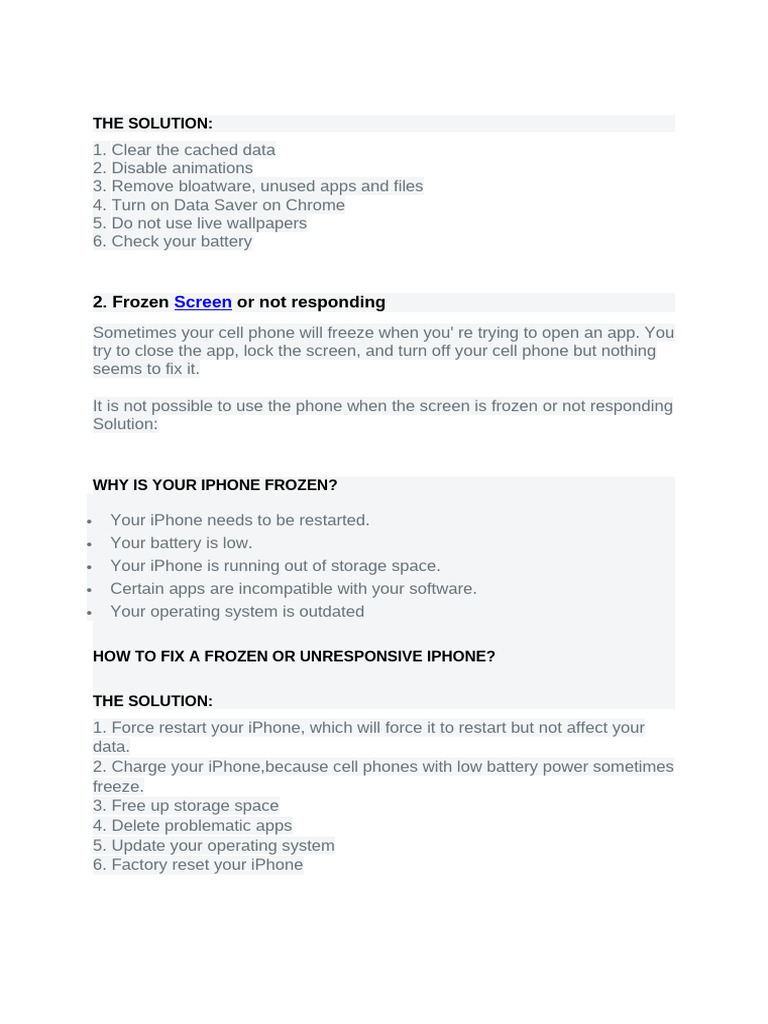 Frozen or Not Responding: Screen | PDF