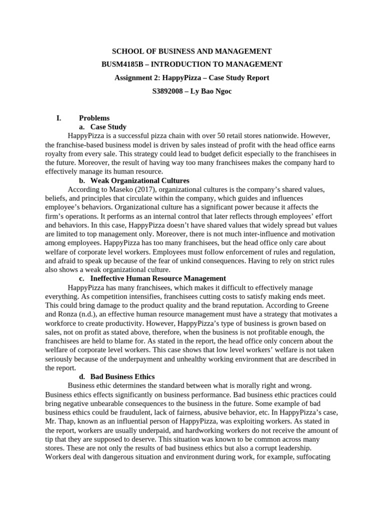 HappyPizza Assignment 2 Final-1 | PDF | Incentive | Human Resources