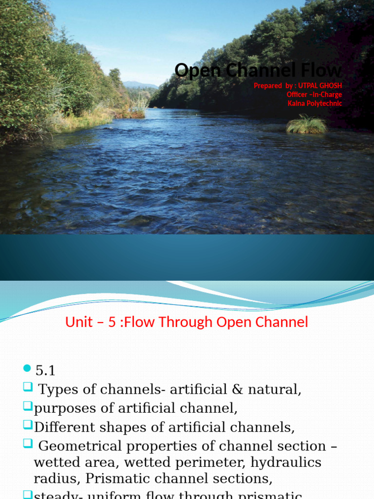 Open Channel Flow Class Note | PDF | Area | River