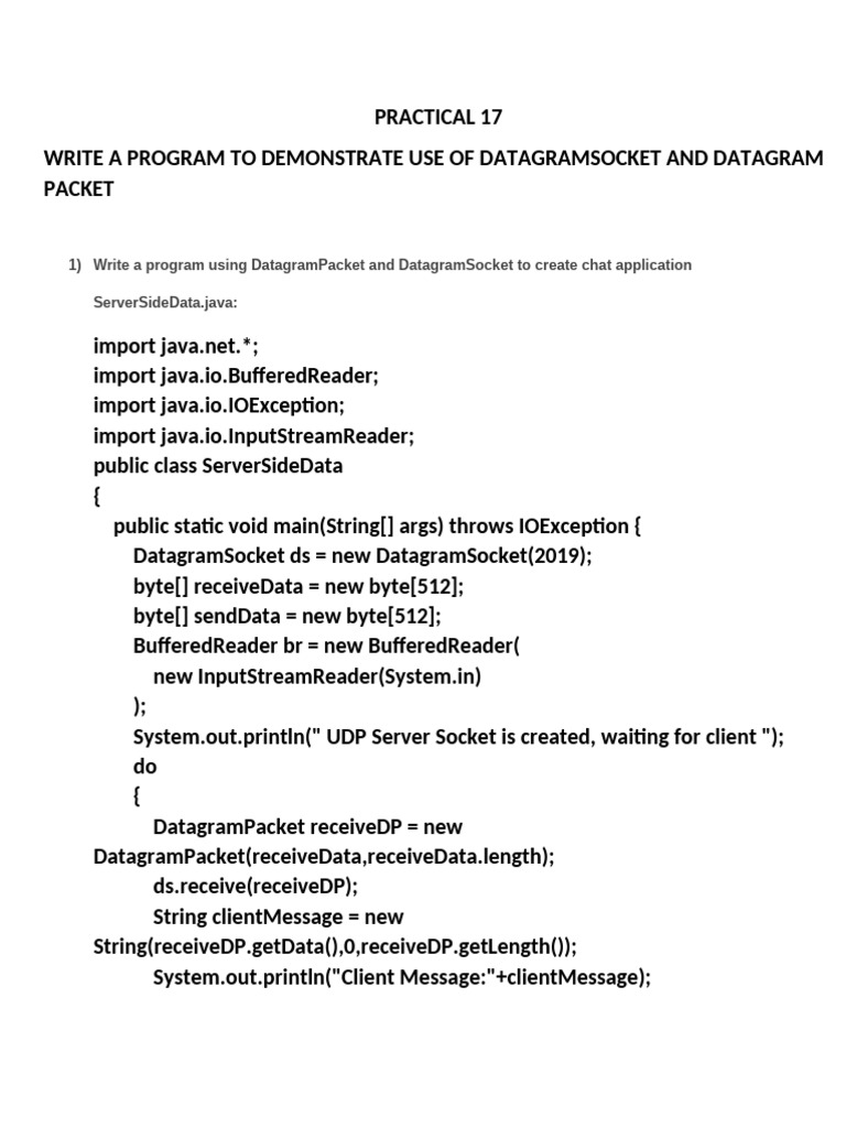 Practical 17 | PDF | Internet Protocols | Network Socket