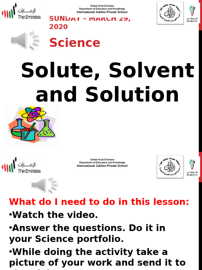 Science Day 1 Solvent Solute and Solution | PDF