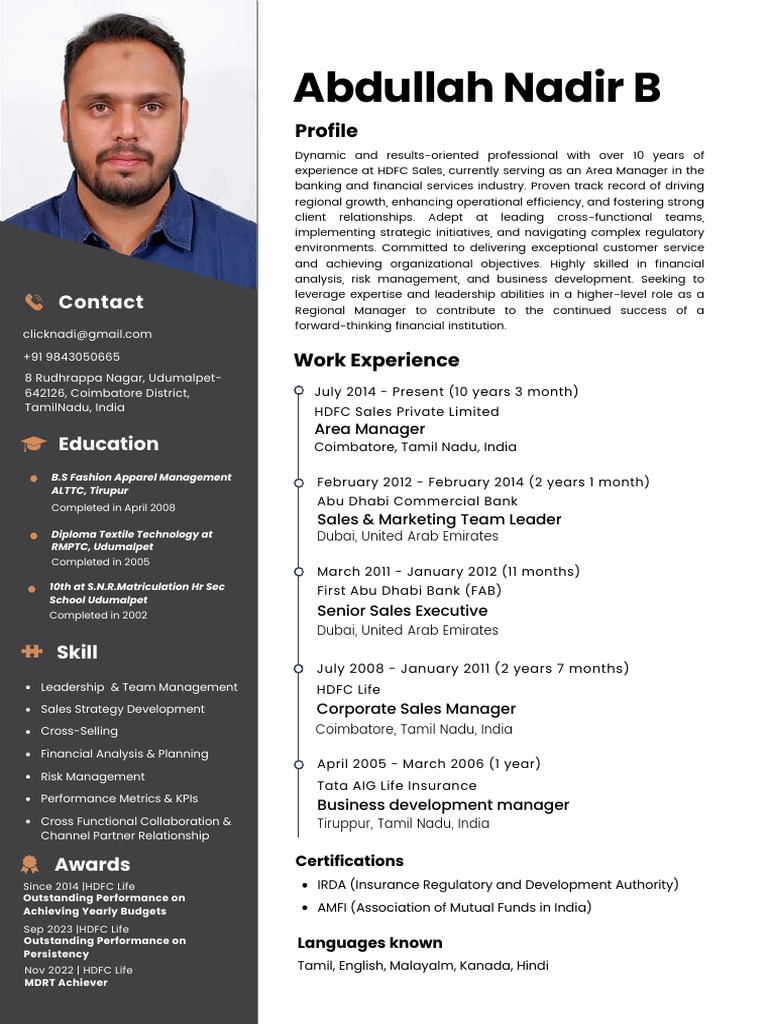 Nadir CV 2024 | PDF | Employee Retention | Sales