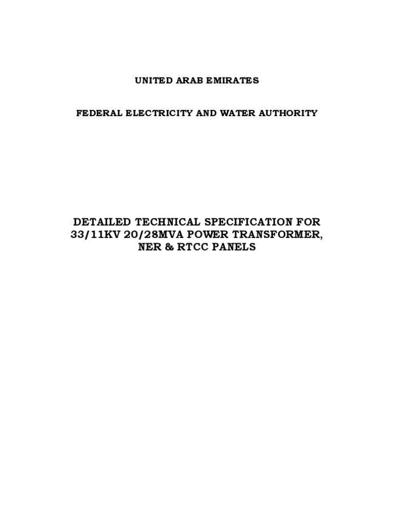 Detailed Technical Specification For 33-11kv 20-28mva Power Transformer ...