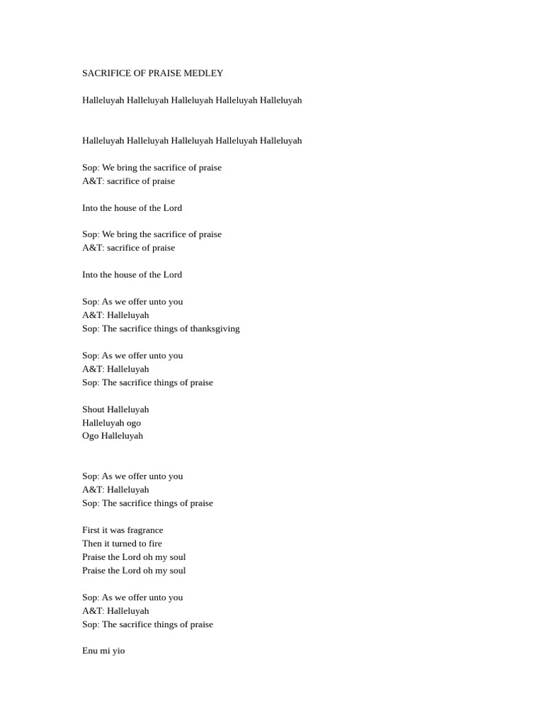 Sacrifice of Praise | PDF