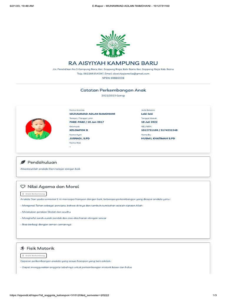 Rapor Dani | PDF
