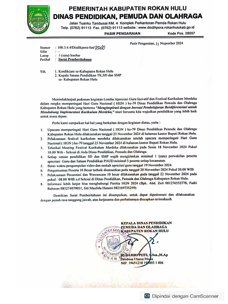 Surat Pemberitahuan HGN | PDF