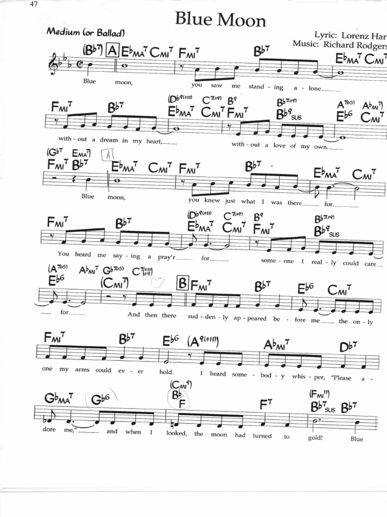 Blue Moon (Lead Sheet) - Library of Jennifer Jolly | PDF