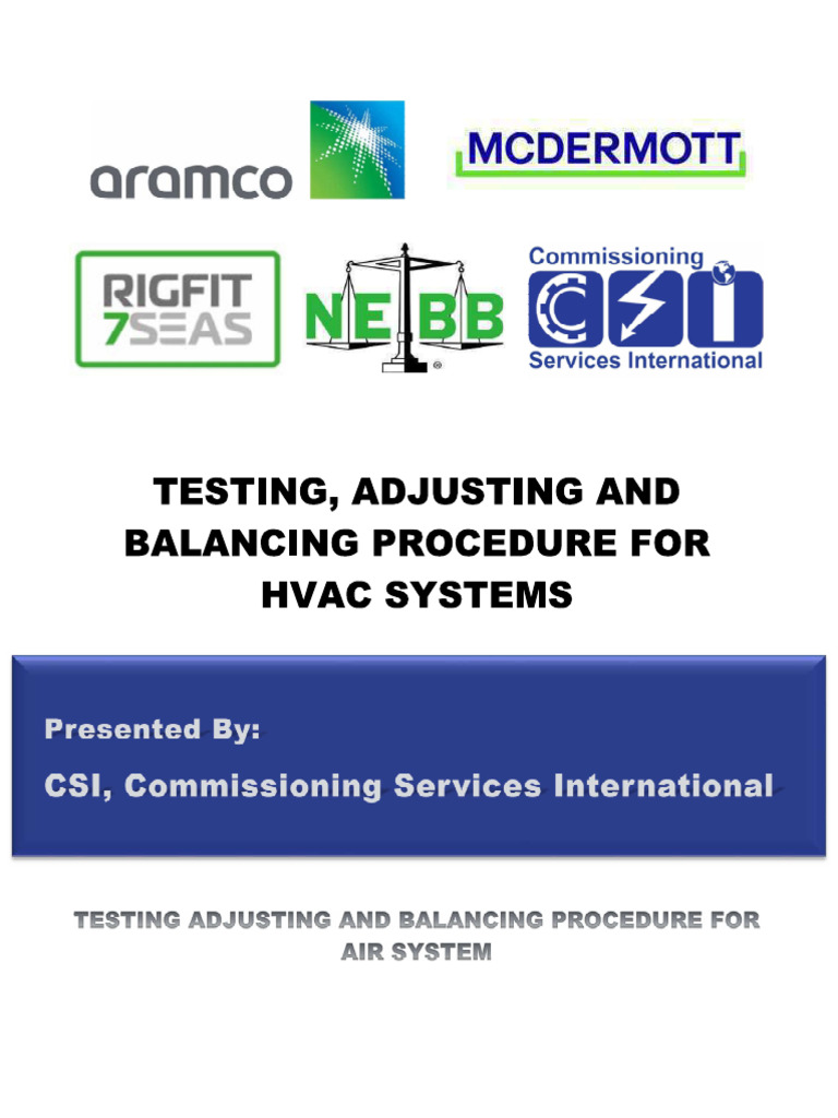 20.a. Testing, Adjusting & Balancing Procedure | PDF