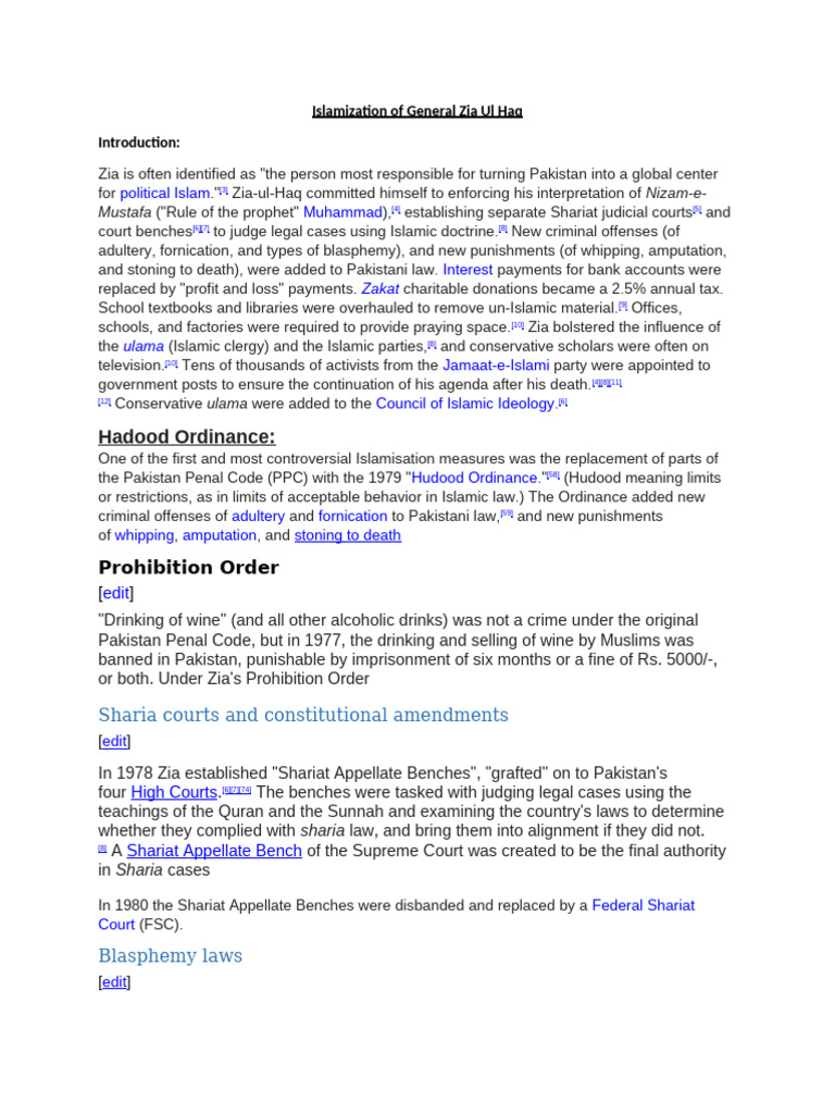 Islamization of Zia Ul Haq | PDF | Sharia | Islamic Fundamentalism