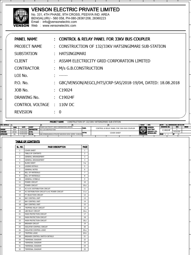 C19024F - 33KV Bus Coupler - R0 | PDF | Electrical Substation ...