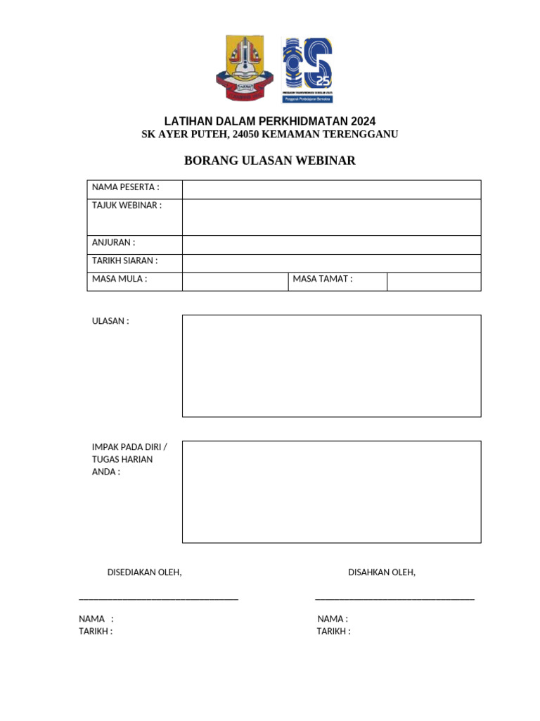 Borang Ulasan Webinar | PDF