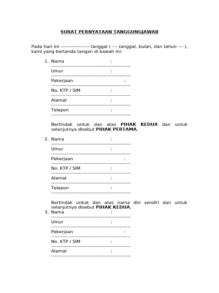 Contoh Surat Perjanjian Utang Piutang FH UII | PDF