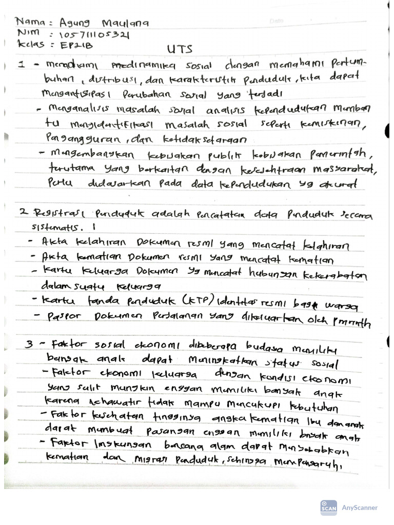 UTS Analisis Kependudukan | PDF