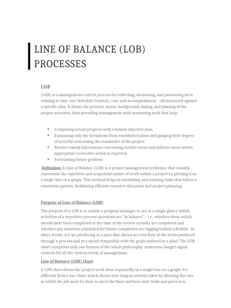 Line of Balance (Lob) Processes: Definition | PDF | Project Management
