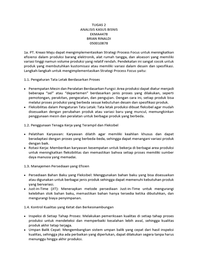 Analisis Kasus Bisnis EKMA 4478 | PDF