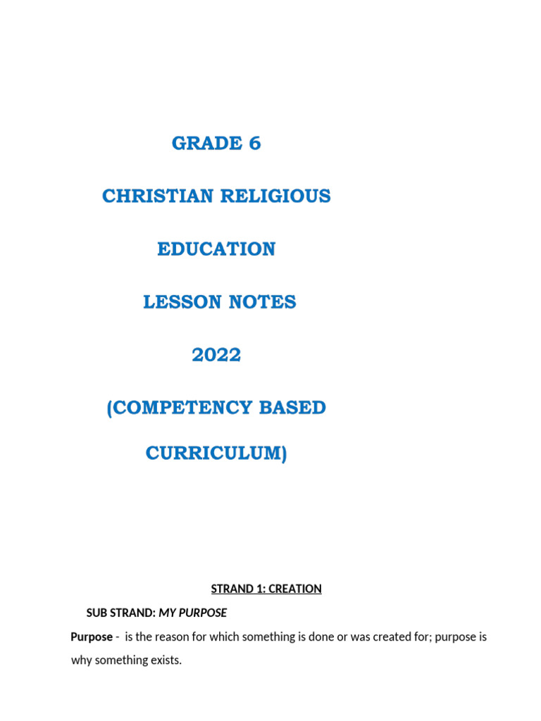 Grade 6 CRE Lesson Notes | PDF | Jesus | Lazarus Of Bethany