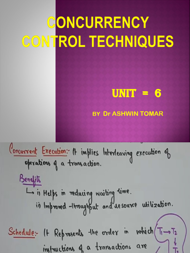 Concurrency Control Techniques Unit 6 Pdf Database Transaction