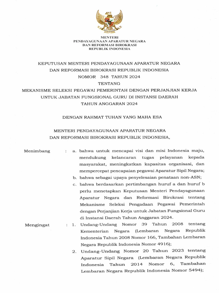 2024 Kepmenpanrb 348 | PDF
