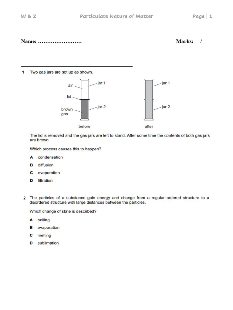 Chem IGCSE Test1 2 - 241113 - 190604 | PDF