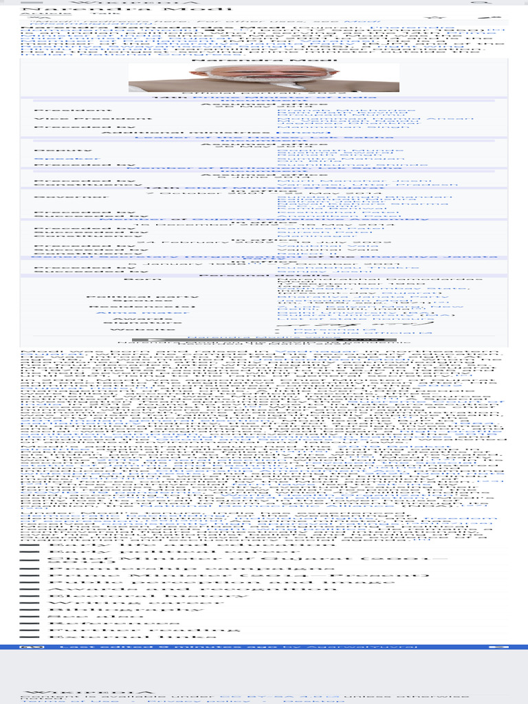 Narendra Modi - Wikipedia | PDF | Narendra Modi | Government