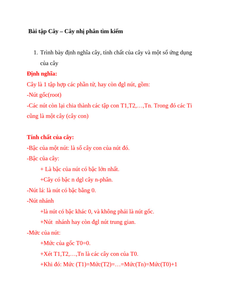 Bai Tap Cay - Cay Nhi Phan Tim Kiem | PDF