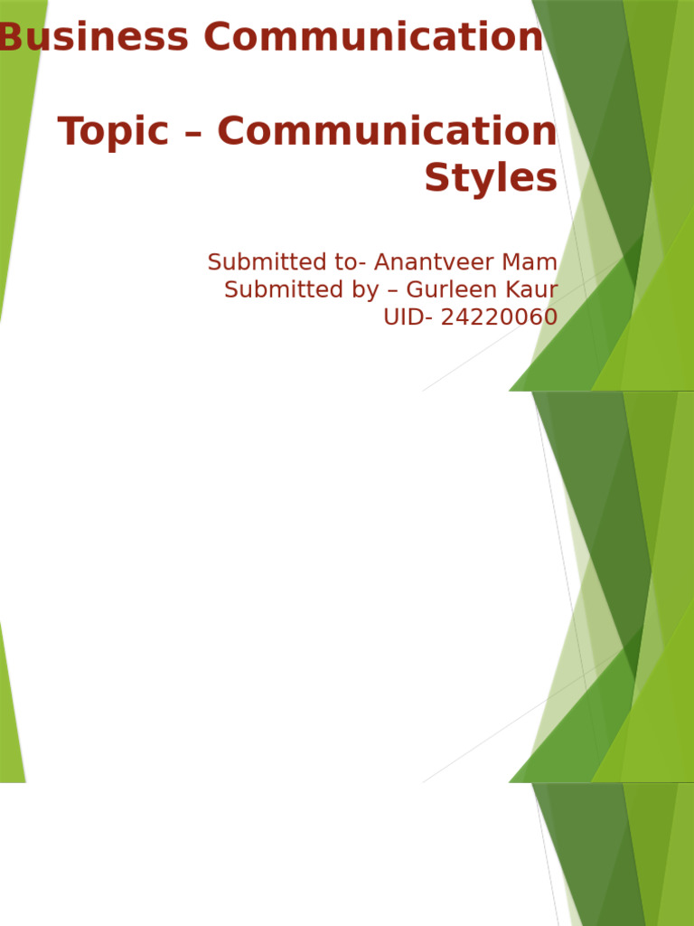 Business Communication Topic - Communication Styles | PDF