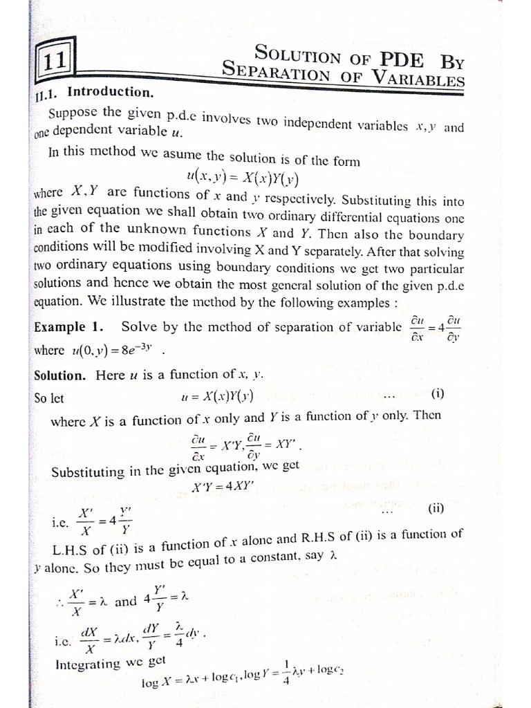 Solution of PDE by Separation of Variables | PDF