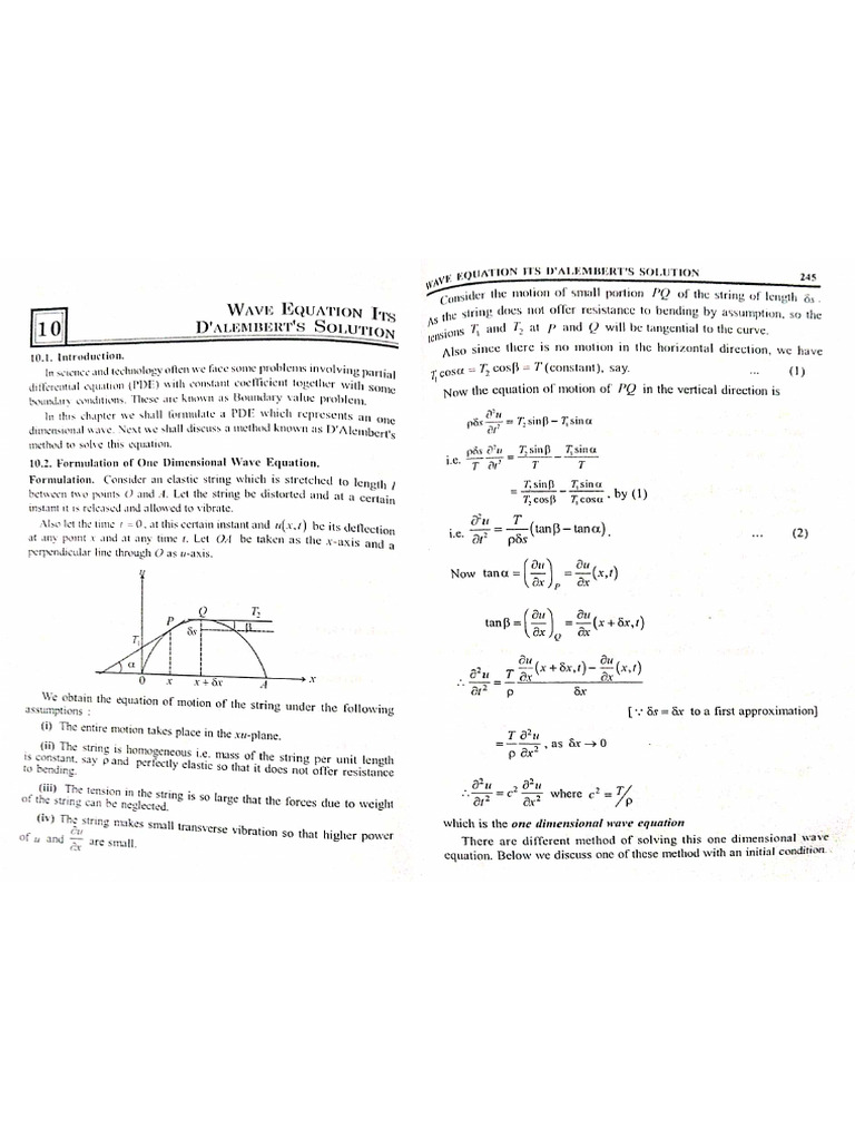 D'Alembert's Solution & Duhamel's Principal For Wave Equation | PDF