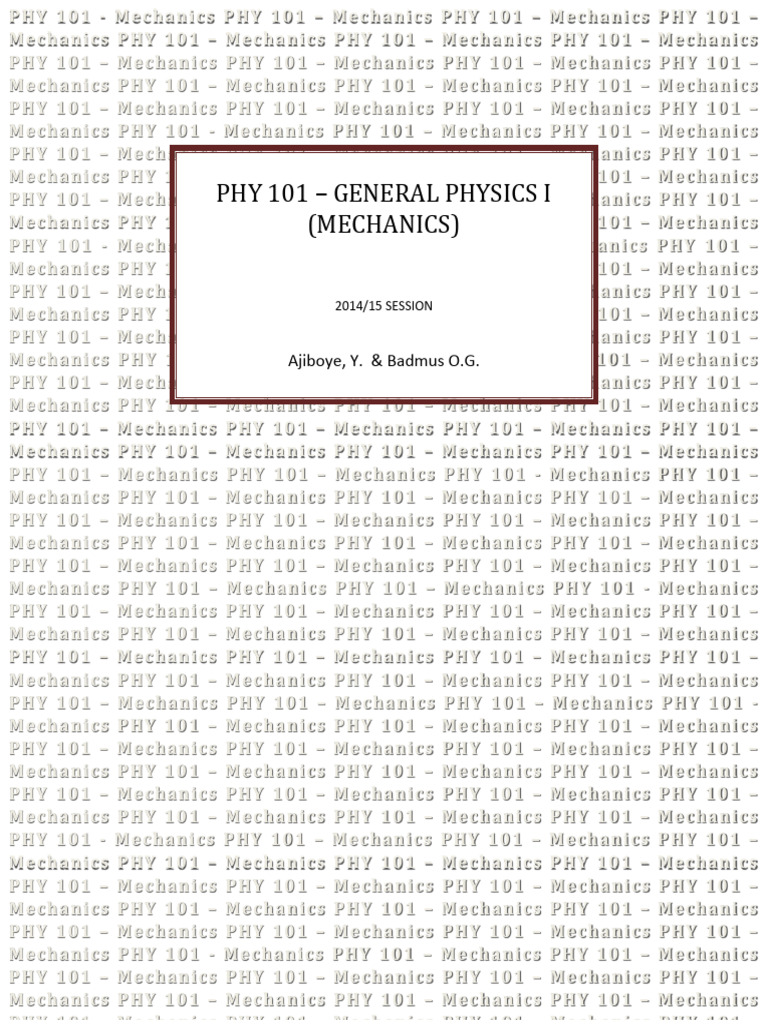 Phs 101general Physics | PDF | Force | Velocity