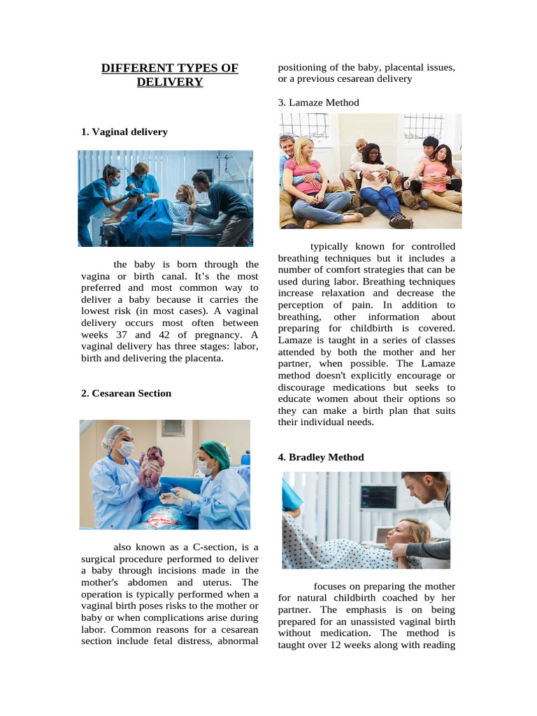 Different Types of Delivery | PDF | Childbirth | Caesarean Section