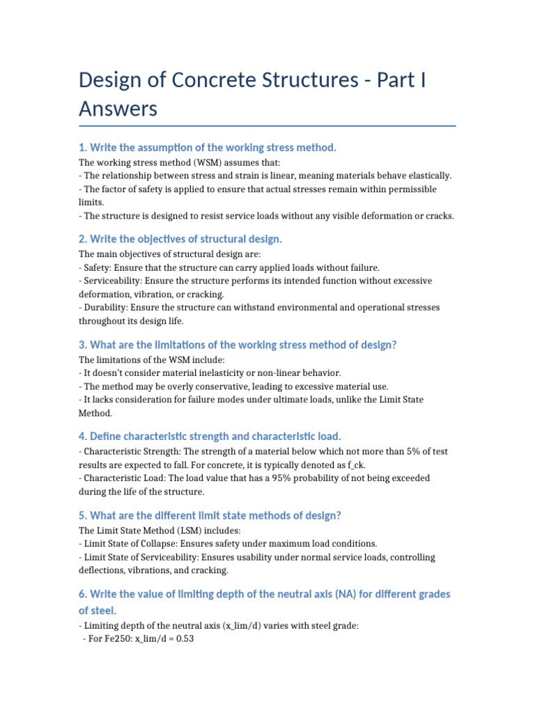 Design of Concrete Structures Part I Answers | PDF