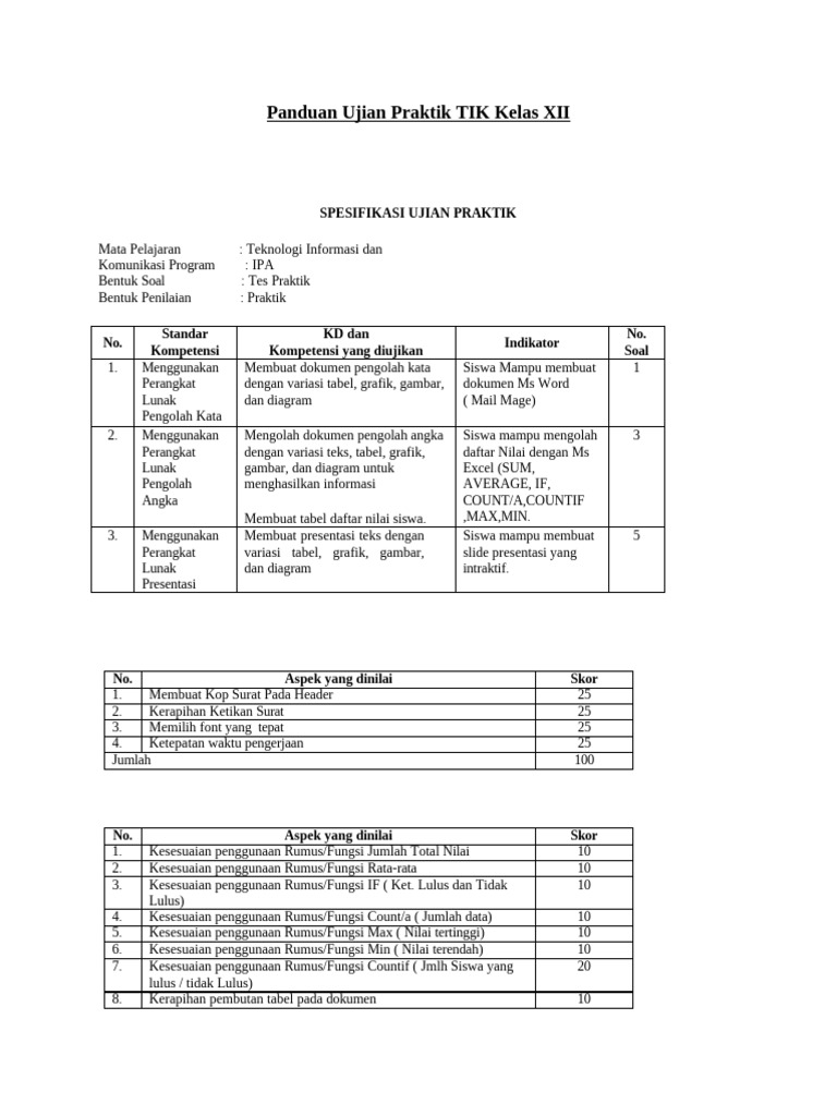 Dokumen - Tips - Panduan Ujian Praktik Tik Kelas Xii | PDF