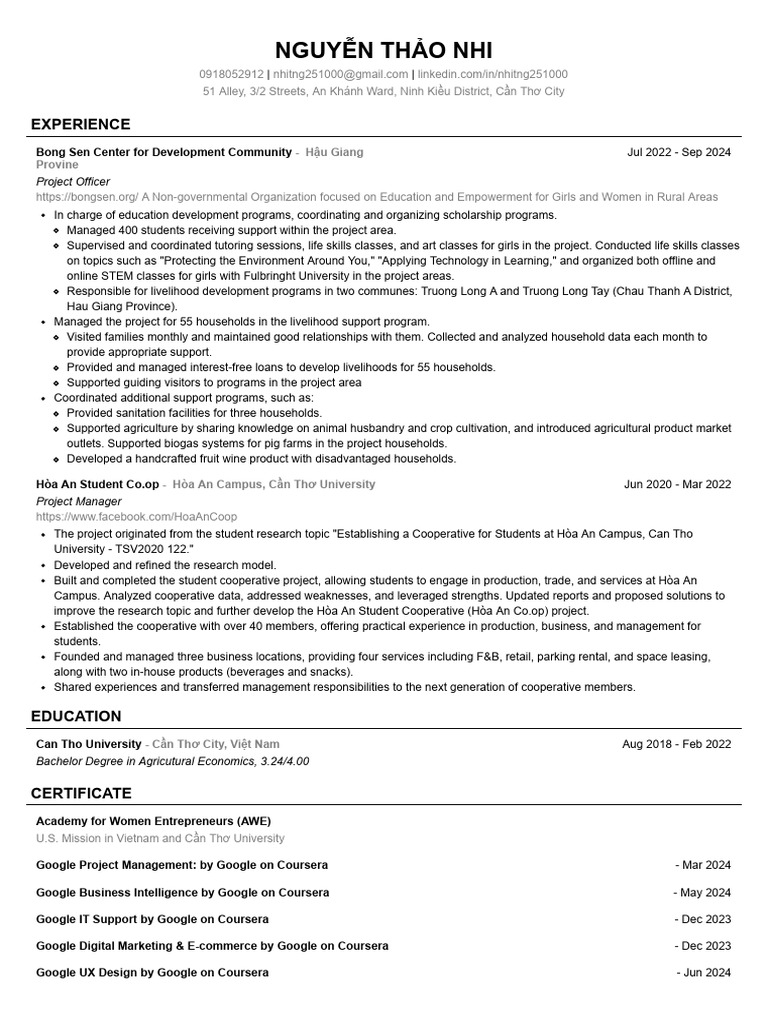 Bản Sao Của Nhi (CV) Can Tho Office Assistant | PDF