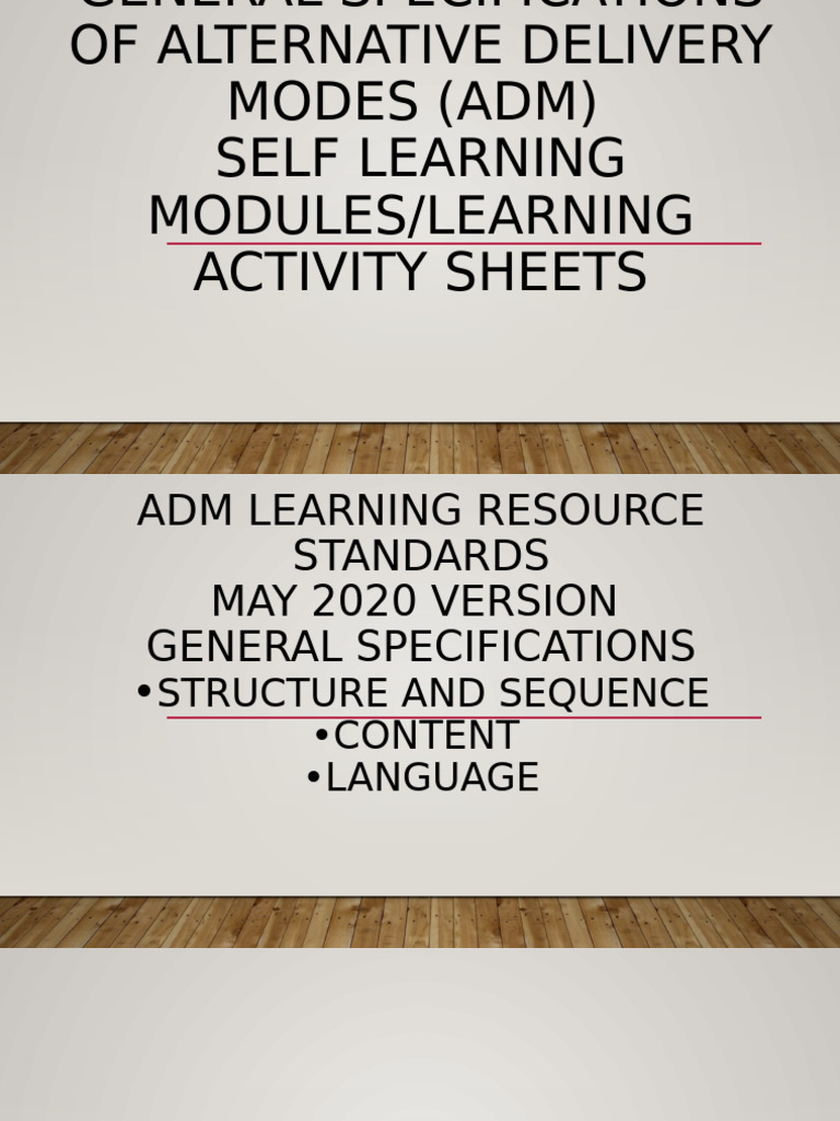 Nancy General Specifications of Alternative Delivery Modes ADM New | PDF | Learning | Thought