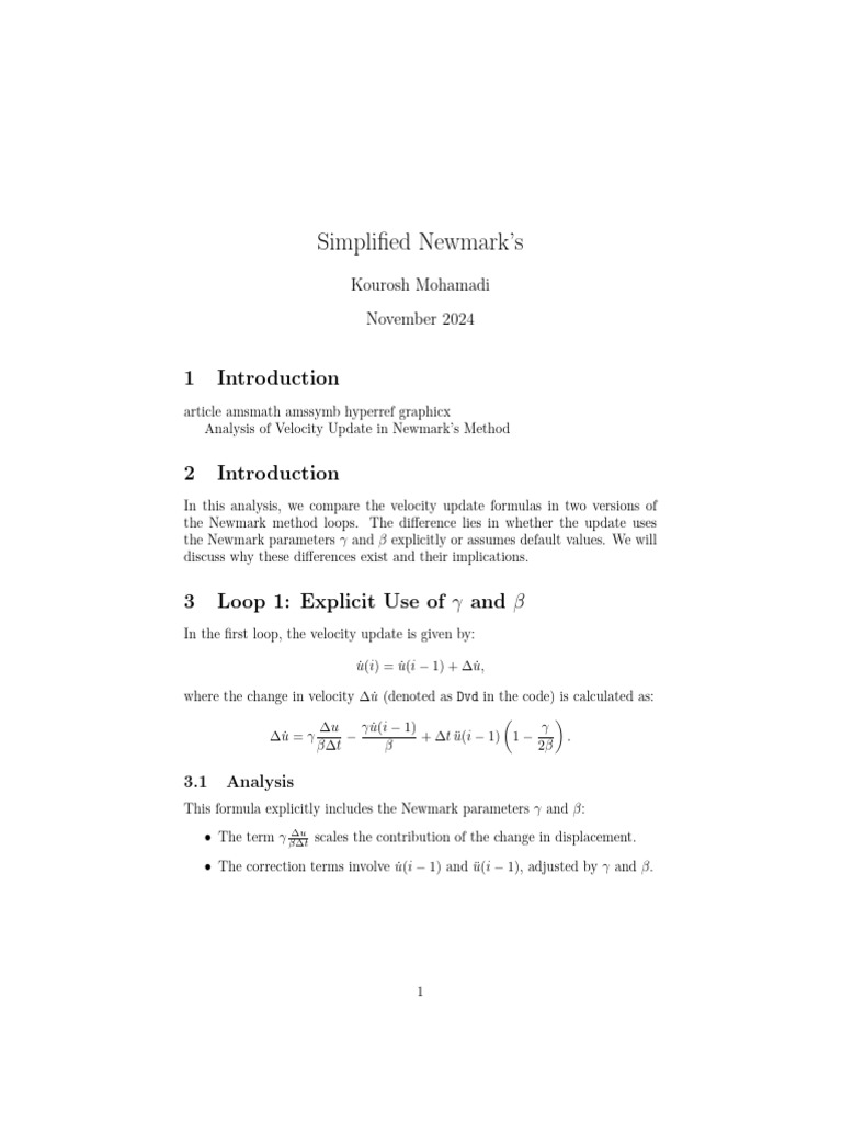 Simplified_Newmark_s | PDF | Acceleration | Velocity