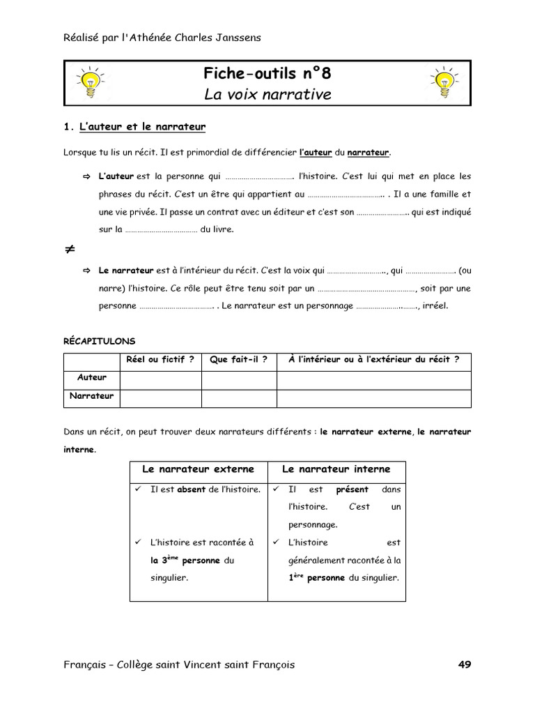 Voix narrative et types de narrateurs | PDF | Livres | Phrase