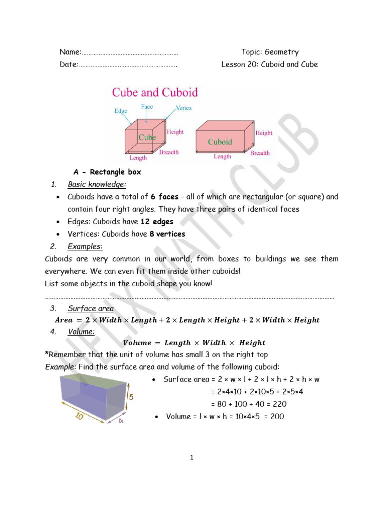 Lesson 20B | PDF | Rectangle | Area