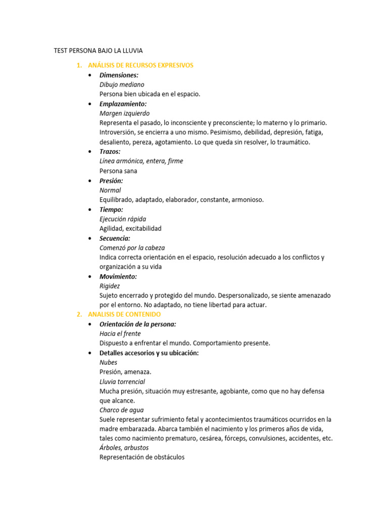 Test Persona Bajo La Lluvia | PDF | Conceptos psicologicos | Sicología