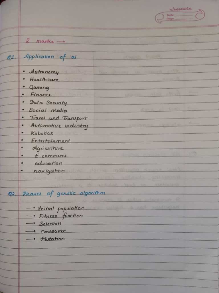 U1&2 2marks Ai | PDF
