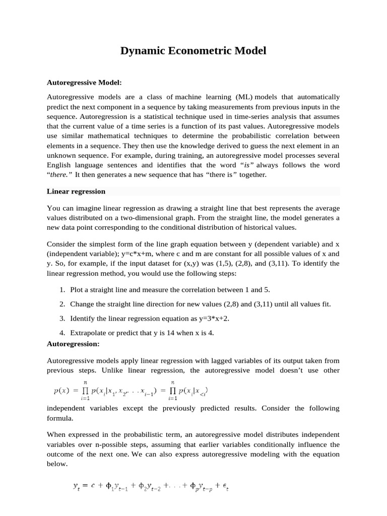 Advance Econometrics Assignment Pdf Regression Analysis Autoregressive Model