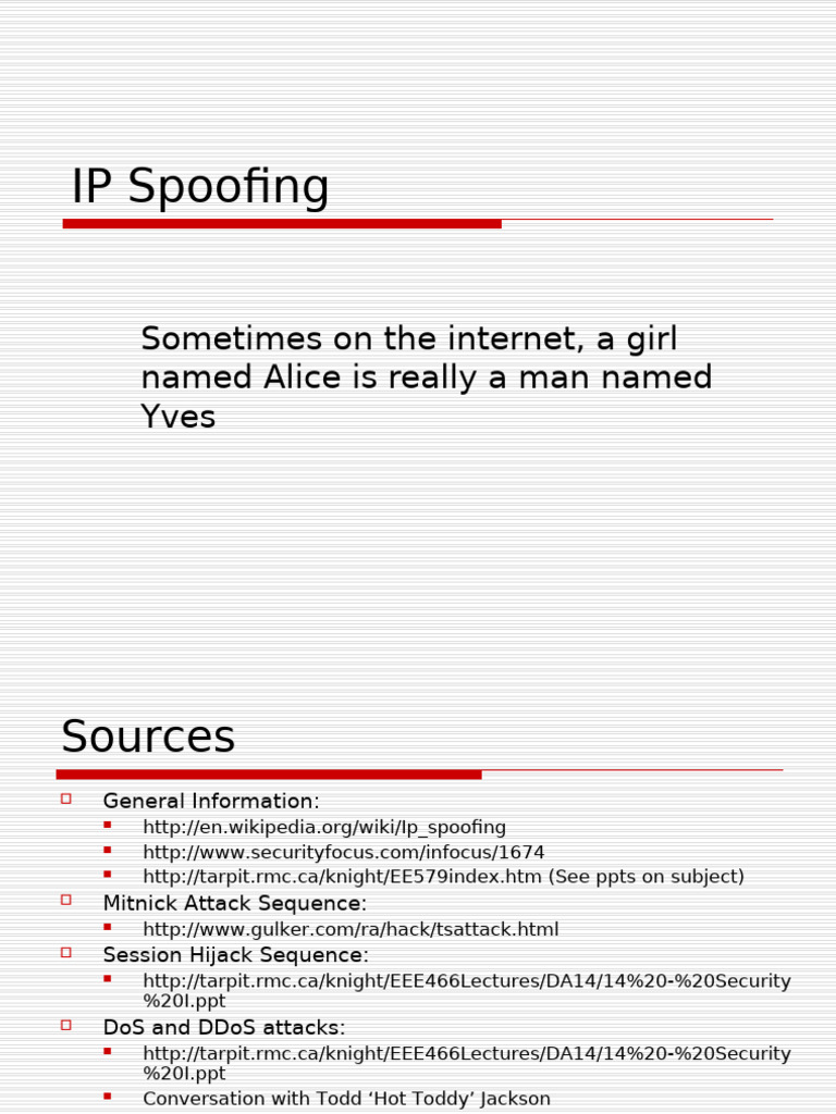 IP Spoofing | PDF | Denial Of Service Attack | Transmission Control ...