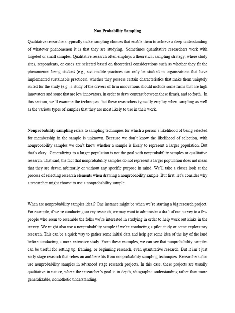 Non Probability Sampling | PDF | Sampling (Statistics) | Opinion Poll