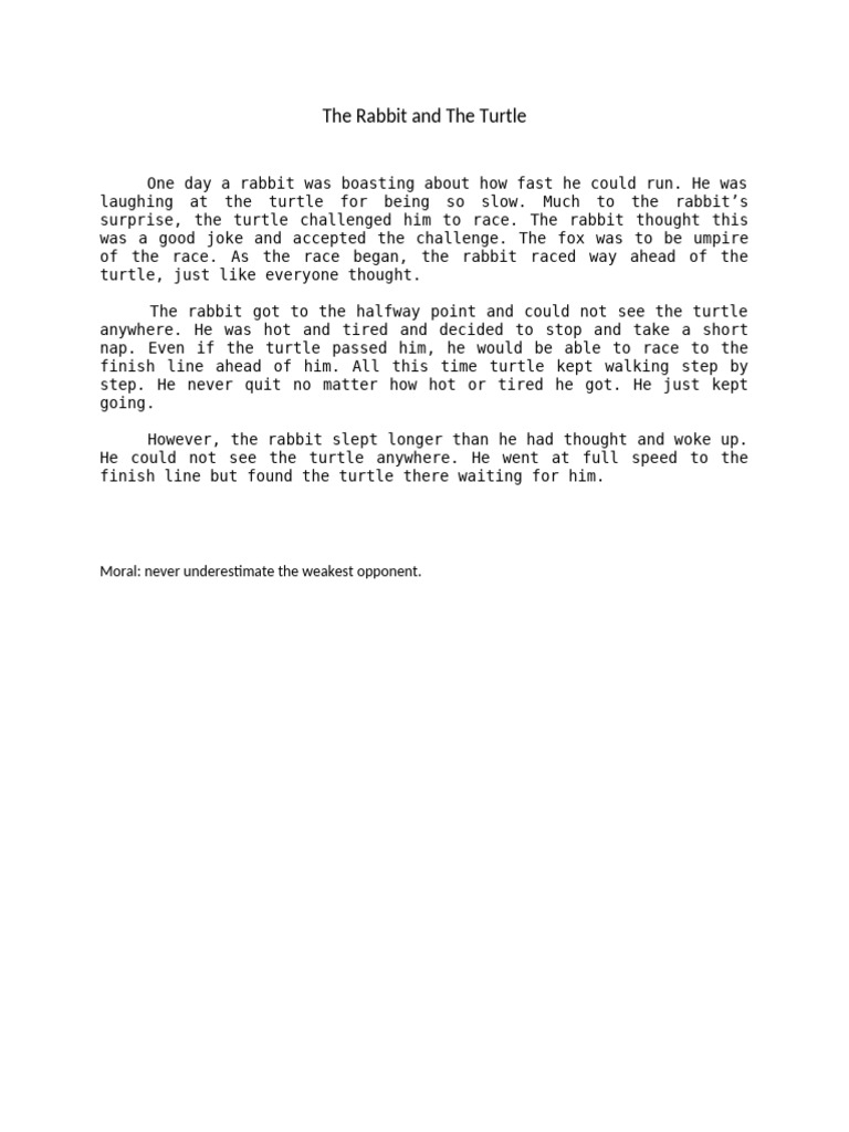 The Rabbit and The Turtle | PDF