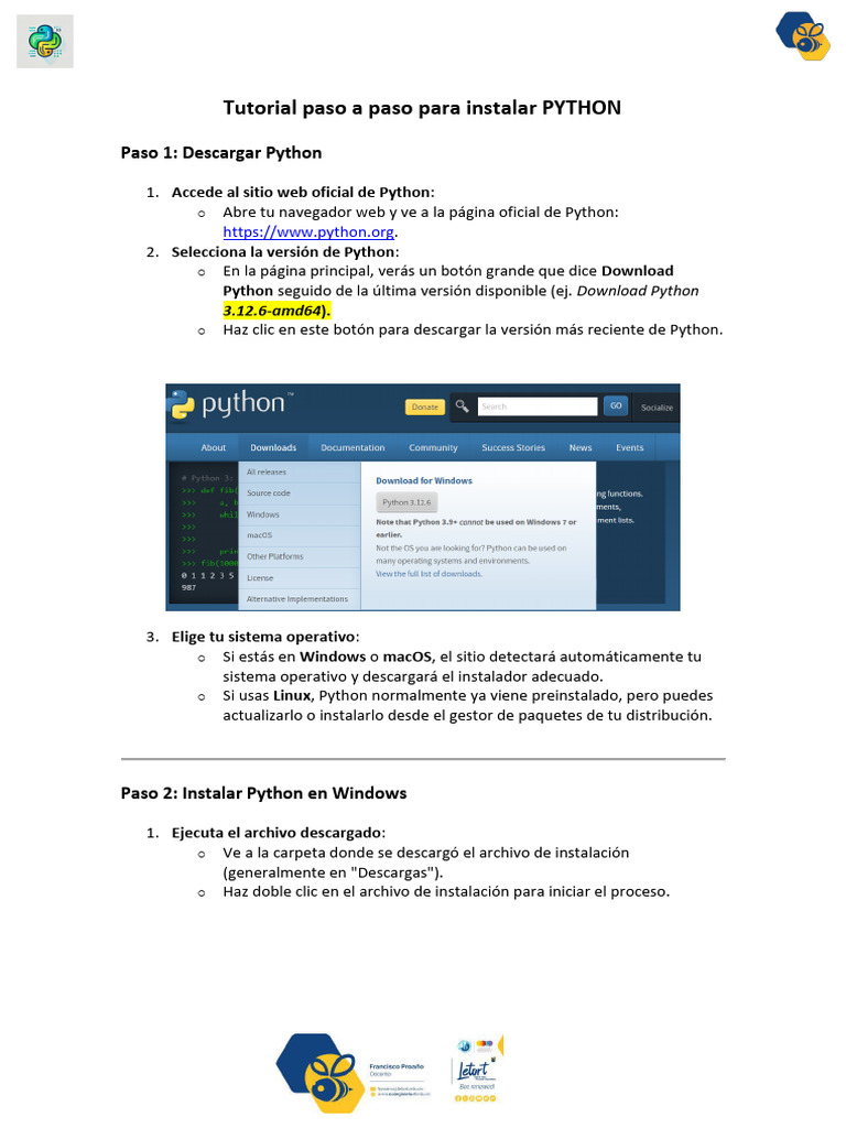 Tutorial Paso A Paso para Instalar PYTHON | PDF | Entorno de desarrollo ...