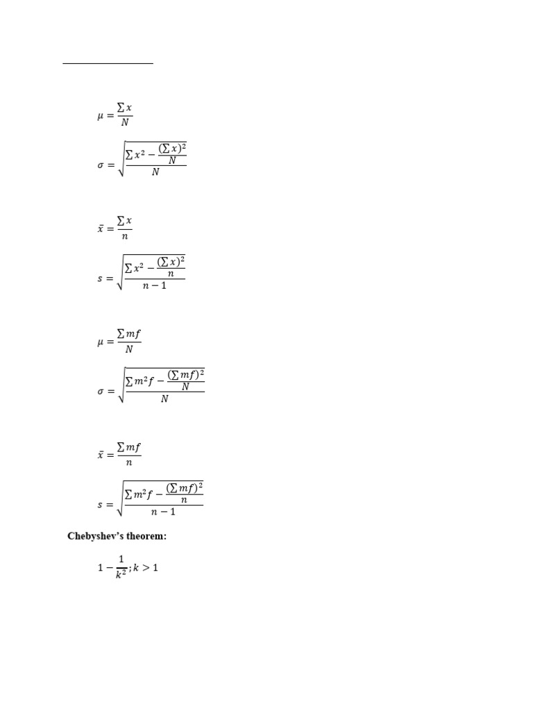 Statistical Formulae (QBM101) | PDF | Data Analysis | Probability And Statistics