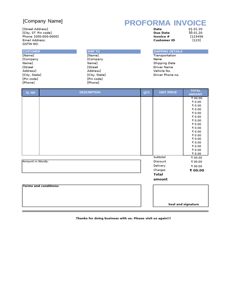 Proforma Invoice With Delivery Charges | PDF | Invoice