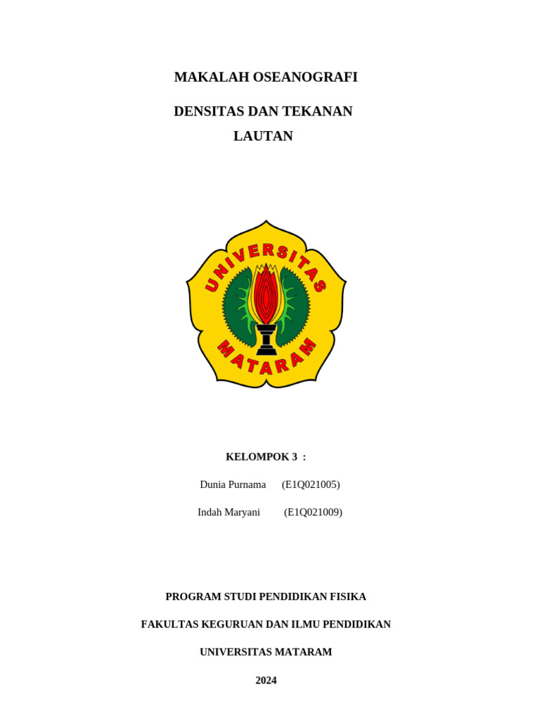 Densitas dan Tekanan Air Laut | PDF