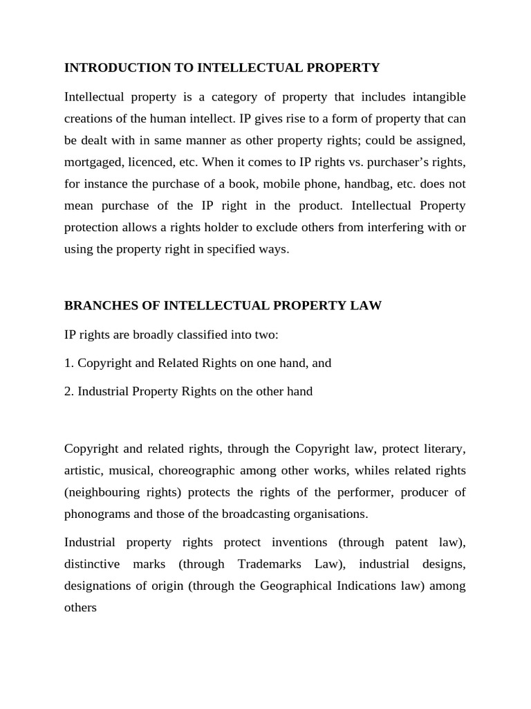 Intellectual Property Notes | PDF | Intellectual Property | World ...