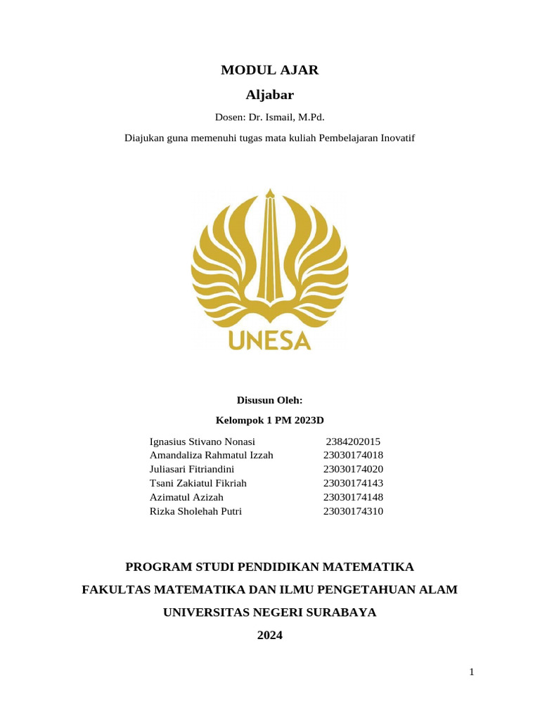 Modul Ajar Aljabar Problem Based Learning | PDF